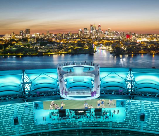 Hassell | Optus Stadium starts construction on ‘Ring-Pull’ viewing platform